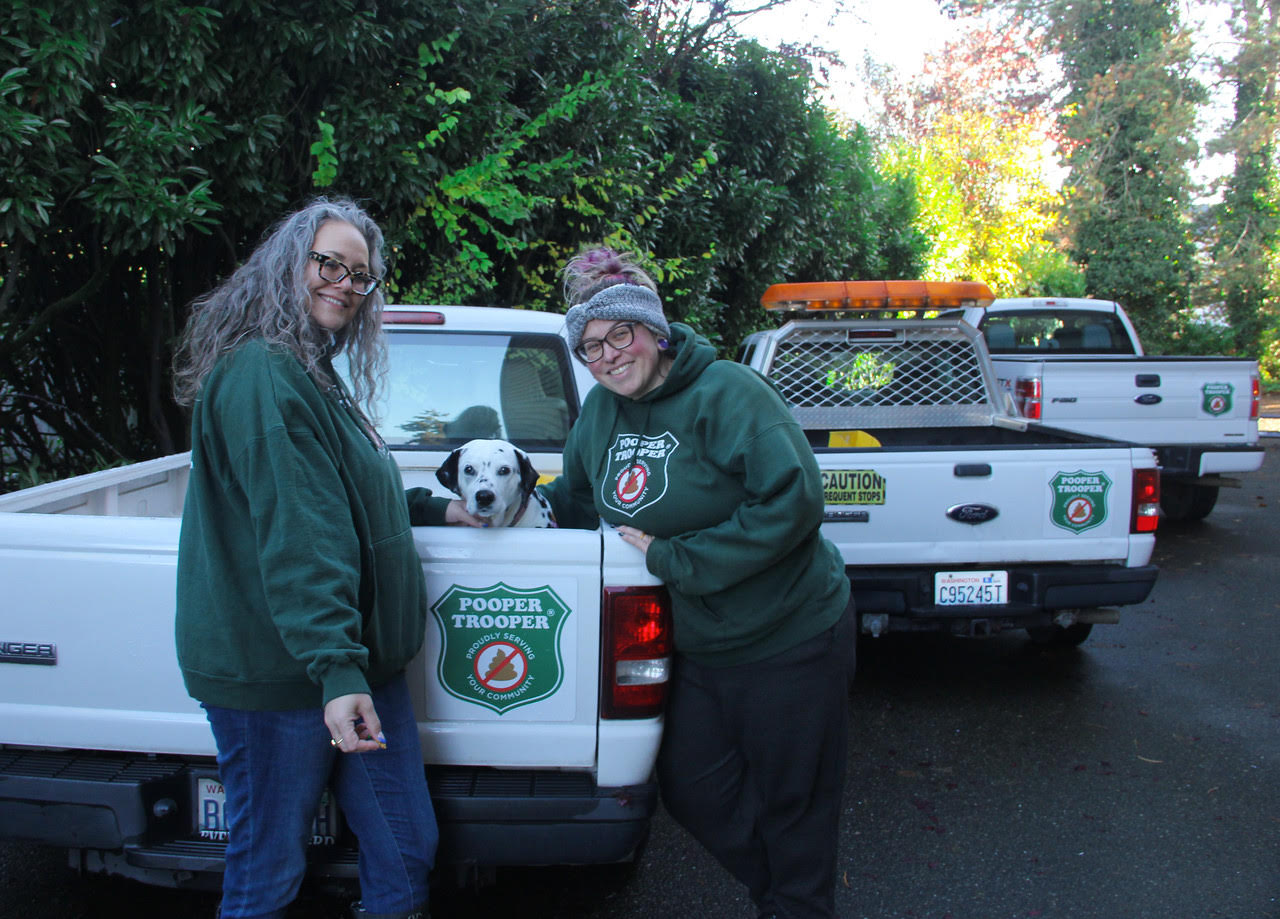 Paula and Nicki and Angel in truck - Pooper Trooper